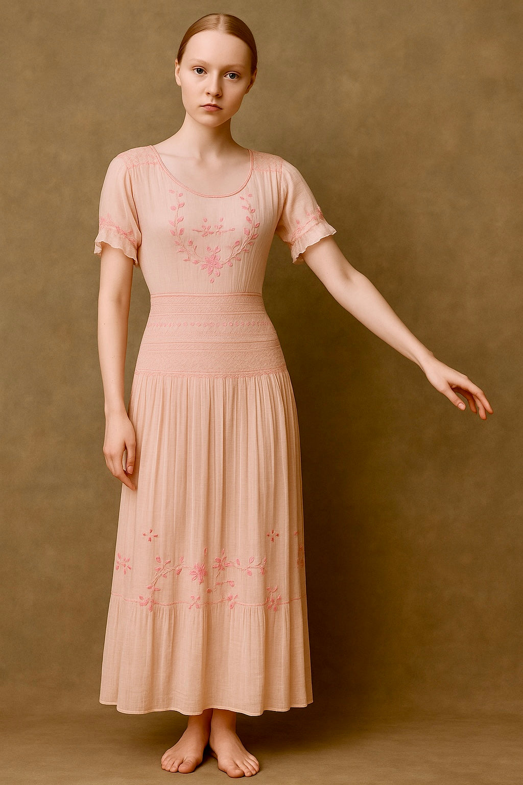 Hani, 40s pink embroidered Hungarian dress – One Vintage