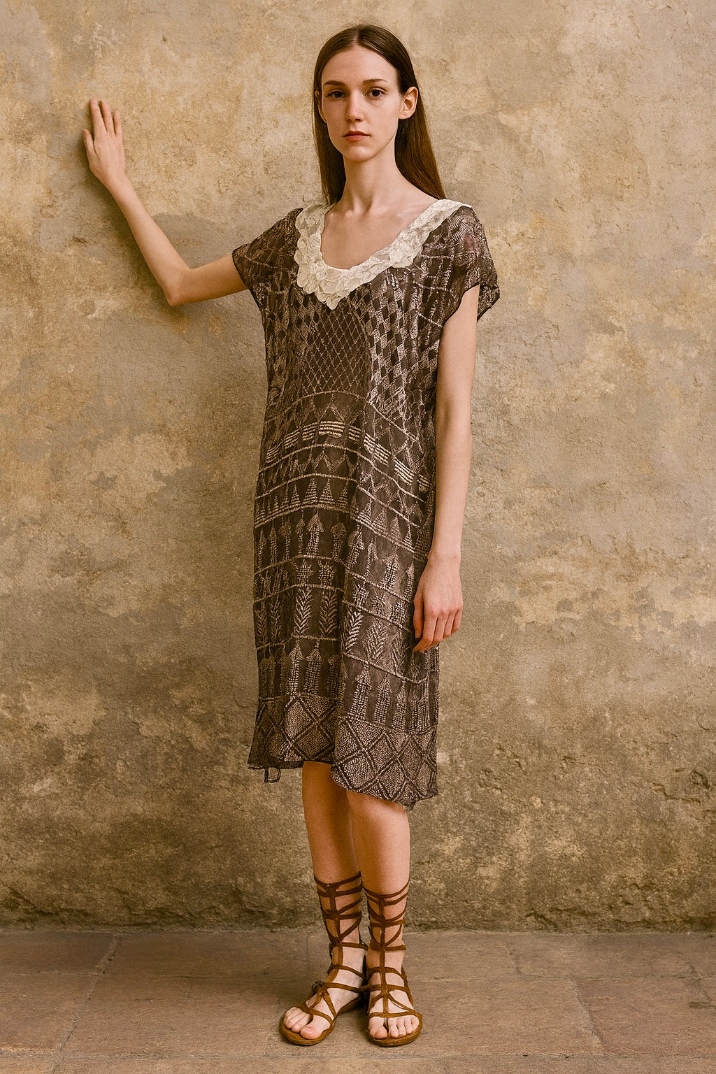 Morgana, 20s Assuit and lace asymmetric dress – One Vintage