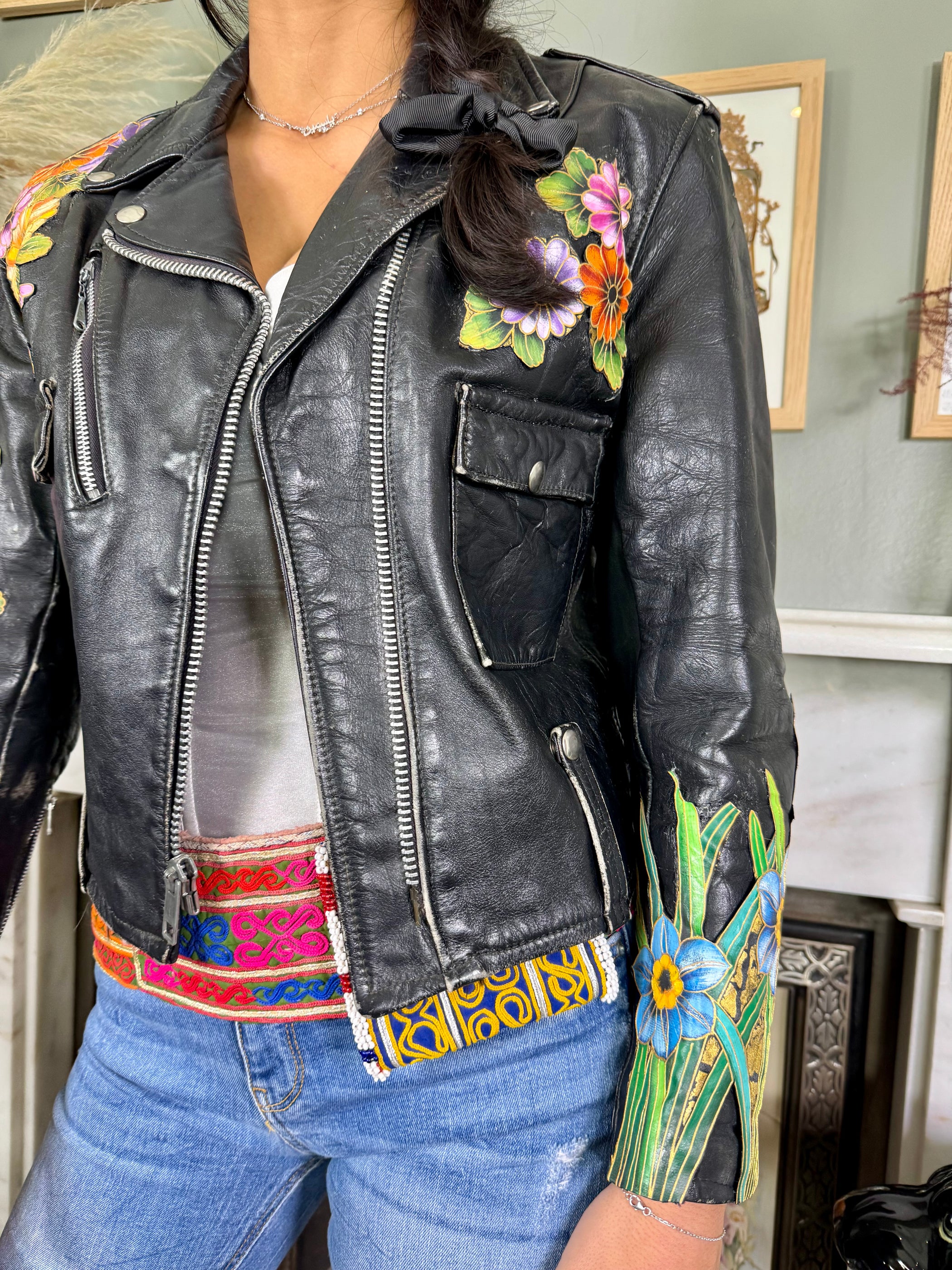 Harley Davidson, 70s hand painted leather jacket – One Vintage